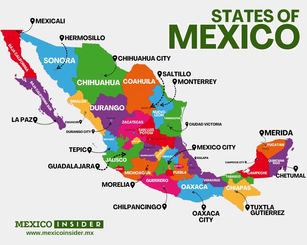 Large Detailed Political And Administrative Map Of Mexico Mexico